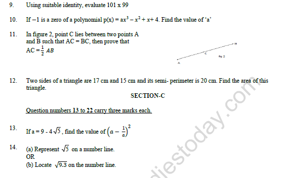 Cbse Class 9 Mathematics Sample Paper Set M